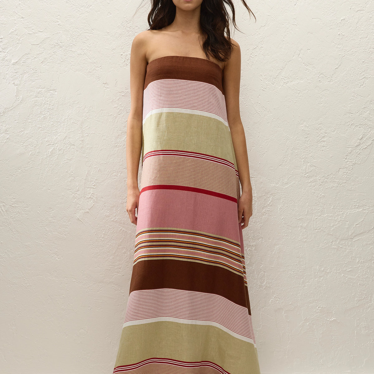 Yolina Maxi Dress Barragan Stripe Dusty Mauve - Faithfull the Brand AU