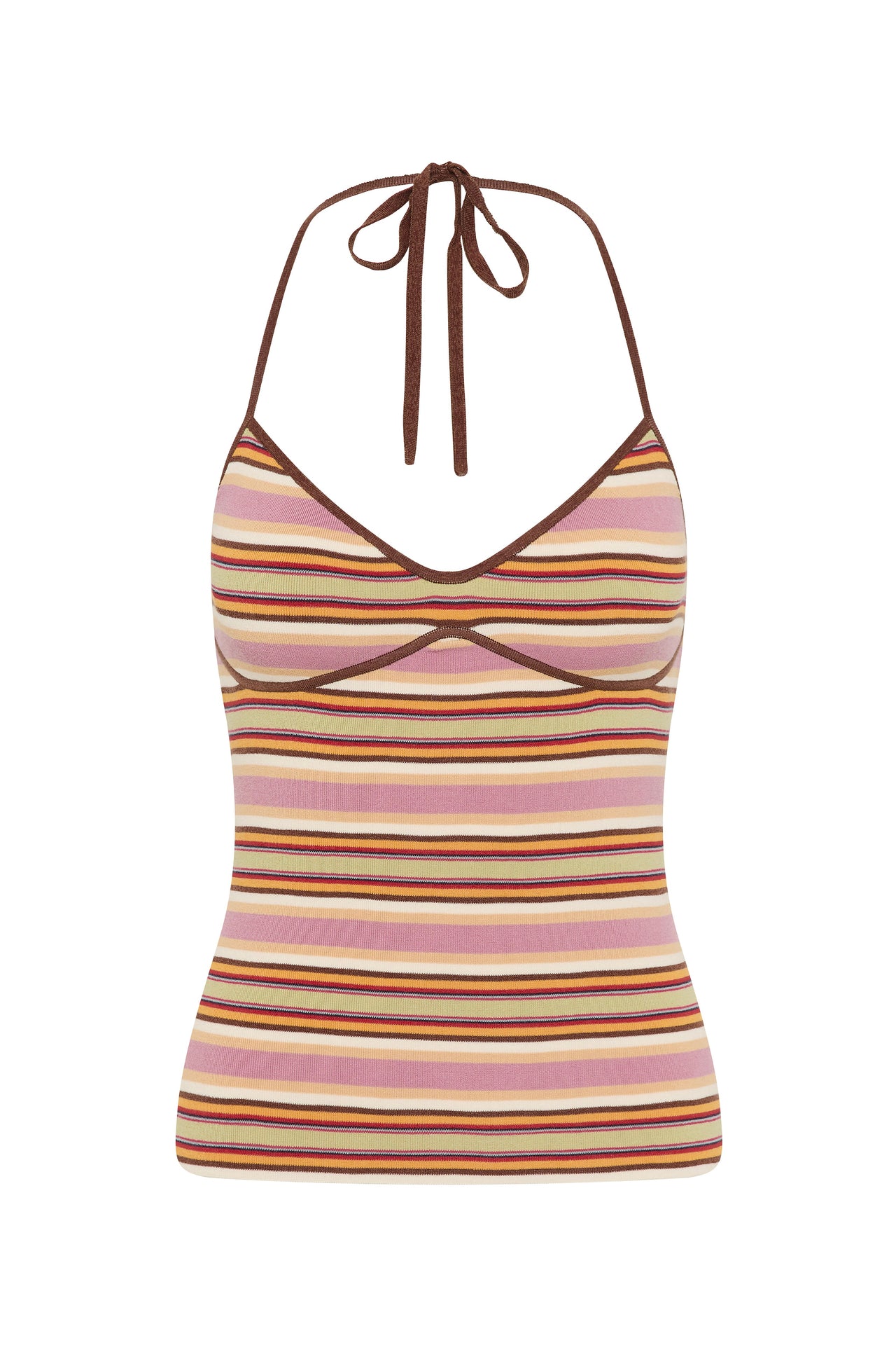 Citara Halter Top Luis Stripe Dusty Mauve - Faithfull the Brand AU
